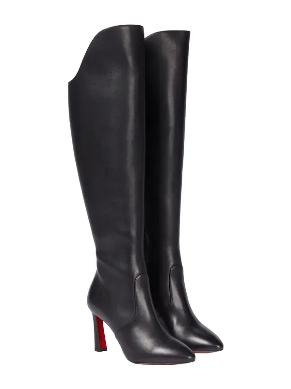 CHRISTIAN LOUBOUTIN Eleonor Botta 85 Leather Knee-high Boots - Black