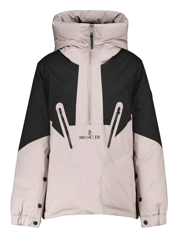 Moncler Iberis Hooded Half-zip Down Jacket - Black