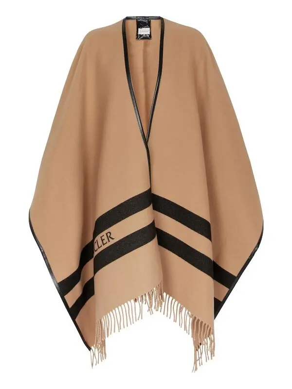 Moncler Wool Logo Cape - Beige