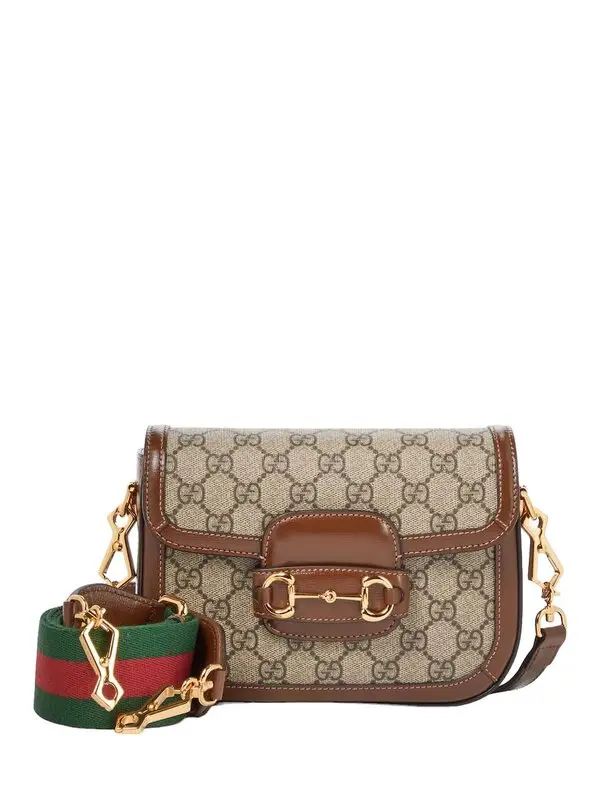 Gucci Horsebit 1955 Mini Leather-trimmed Shoulder Bag - Beige