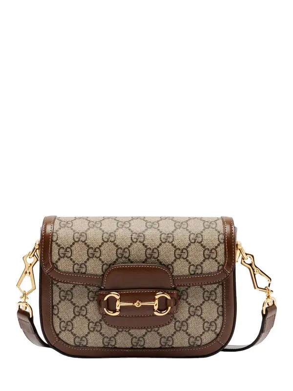 Gucci Horsebit 1955 Mini Leather-trimmed Shoulder Bag - Beige