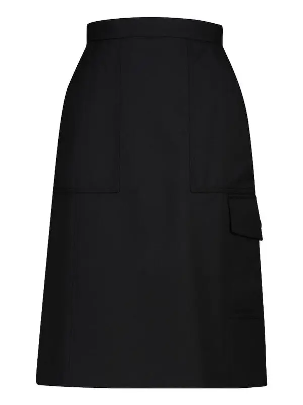 Moncler High-rise A-line Midi Skirt - Black