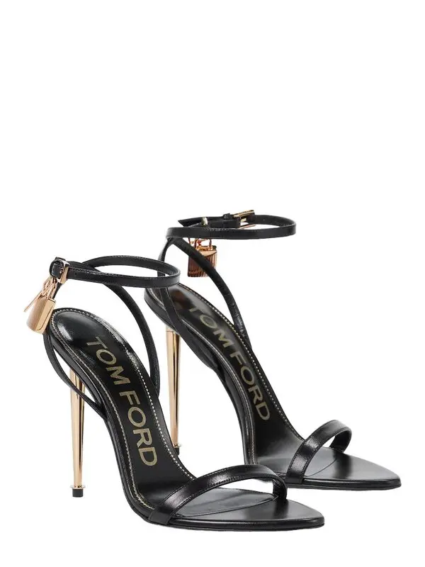 TOM FORD Padlock Leather Sandals - Black