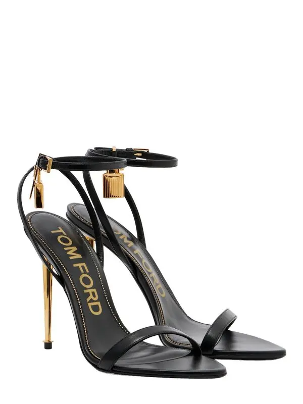 TOM FORD Padlock Leather Sandals - Black