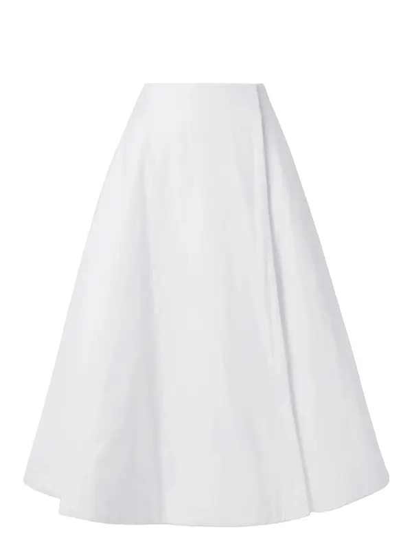 THE ROW Jaco Padded Cotton Wrap Midi Skirt - White