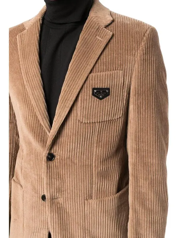 Philipp Plein Single-breasted Corduroy Blazer - Neutrals