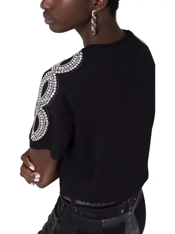 Philipp Plein Crystal Embellished Cropped T-shirt - Black