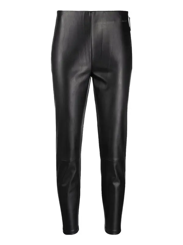 Calvin Klein Cropped Faux-leather Leggings - Black