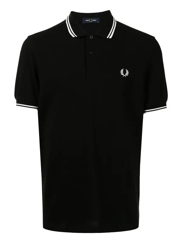 Fred Perry Twin Tipped Cotton Polo Shirt - Black