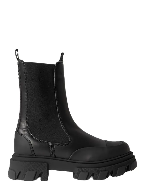 GANNI Net Sustain Paneled Recycled-leather Chelsea Boots - Black