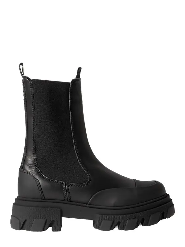 GANNI Net Sustain Paneled Recycled-leather Chelsea Boots - Black