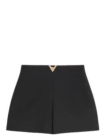Valentino Garavani Crepe Couture Shorts With V Gold Detail - Black