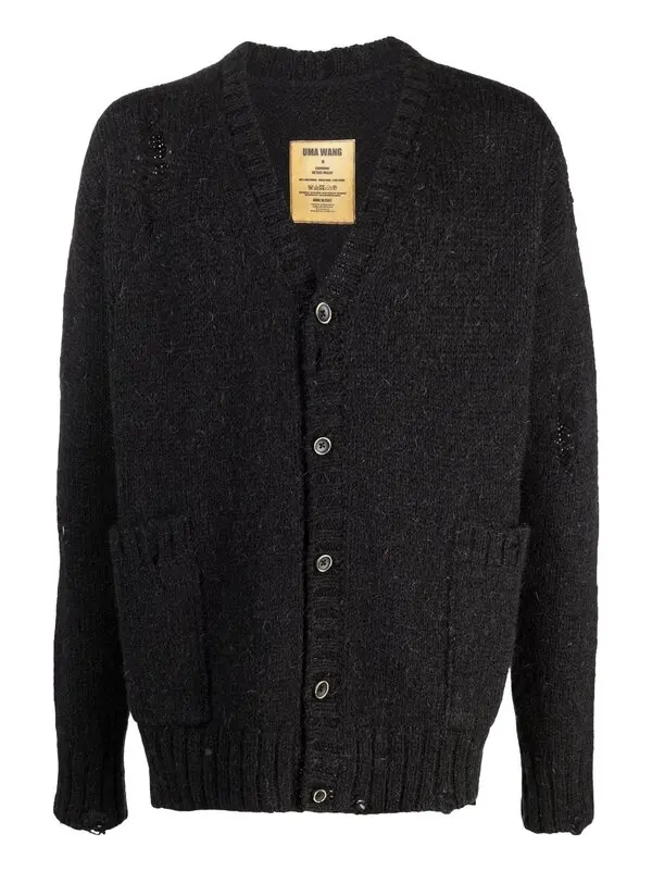 UMA WANG V-neck Wool Cardigan - Black