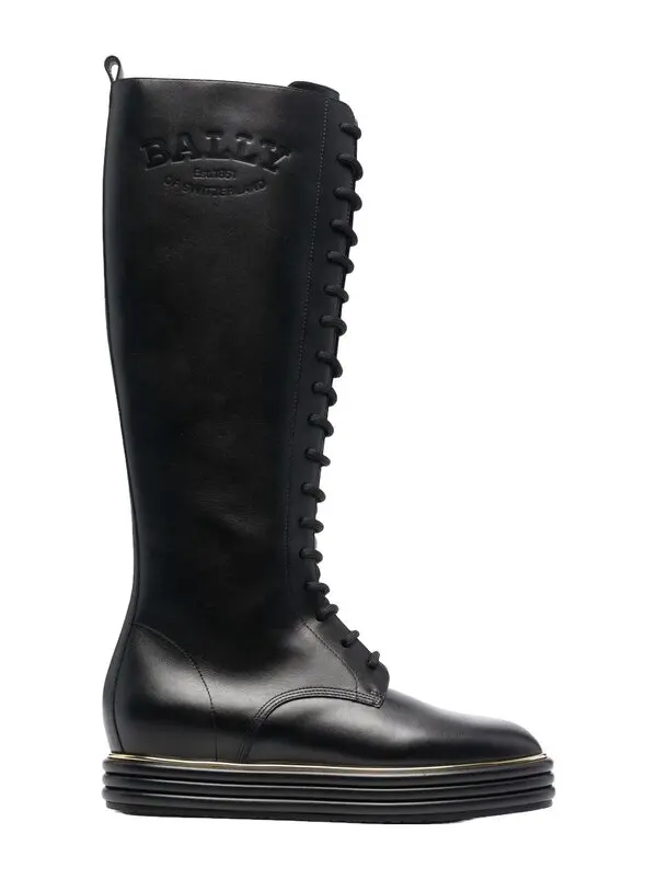 Bally Lace-up Knee-high Boots - Black