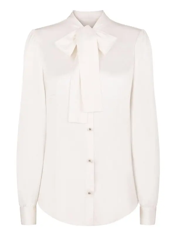 Dolce & Gabbana Logo Satin Shirt - White