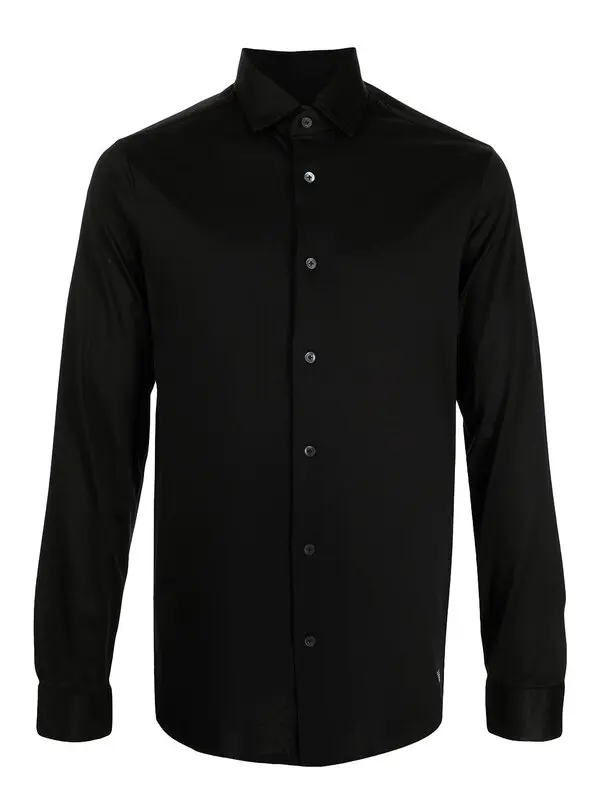 Emporio Armani Lyocell-blend Button-up Shirt - Black