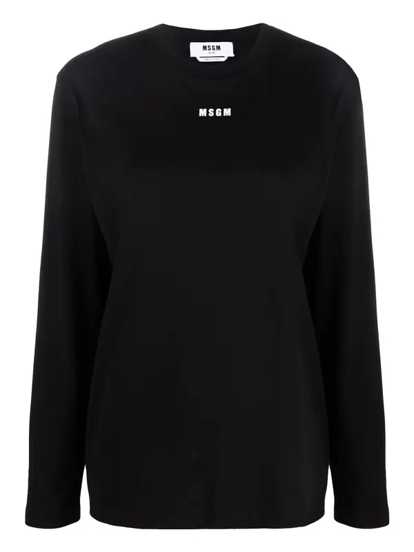 MSGM Logo-print Long-sleeve T-shirt - Black