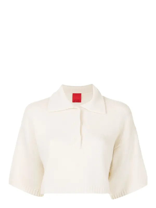 Cashmere In Love Demi Cropped Polo Shirt - White