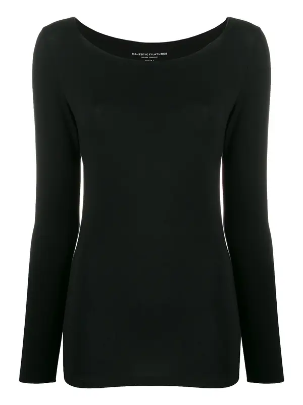 Majestic Filatures Boat Neck Fitted Top - Black