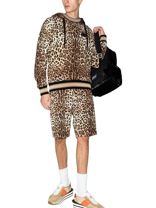 Dolce & Gabbana Leopard Print Hoodie - Black