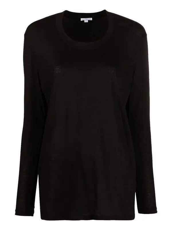 JAMES PERSE Long-sleeved Cotton Jersey T-shirt - Black