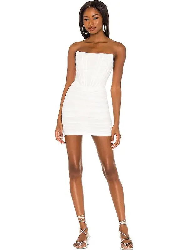 Superdown Sonya Bustier Mesh Dress - White