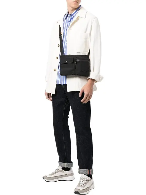 AGNES B. Zip-up Messenger Bag - Black
