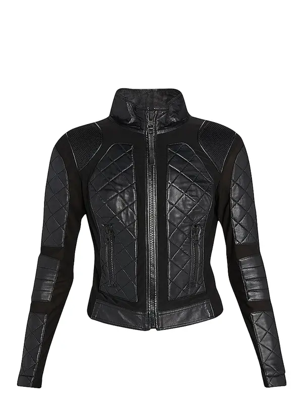 Blanc Noir Quilted Leather Moto Jacket - Black