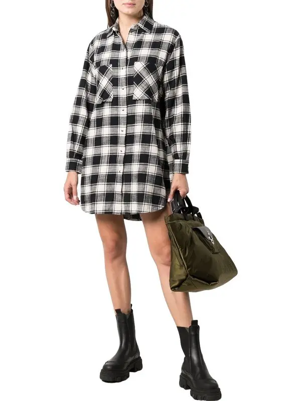 DIESEL® Checked Cotton Shirt Dress - Black