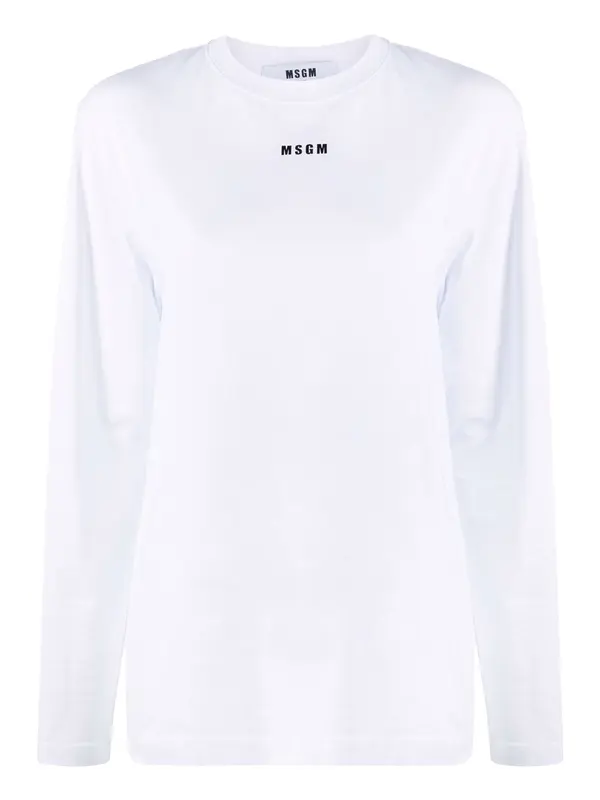 MSGM Logo-print Long-sleeve T-shirt - White
