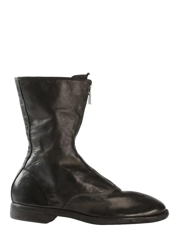 Guidi Leather Zip Up Stivale Boots - Black
