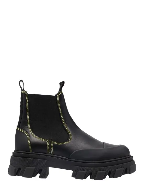 GANNI Leather Chelsea Boots - Black