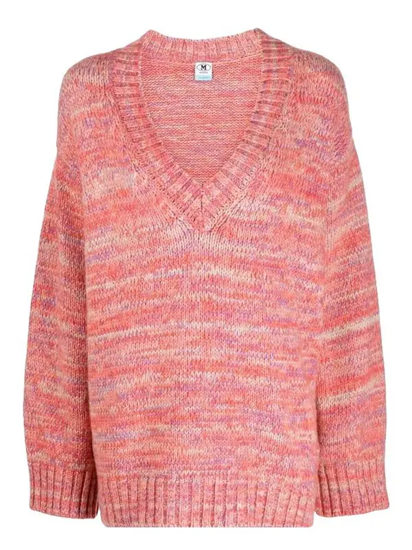 Missoni V-neck Striped Chunky Knit Jumper - Pink