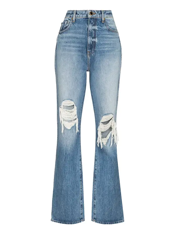 Khaite Danielle High-waisted Distressed Jeans - Blue