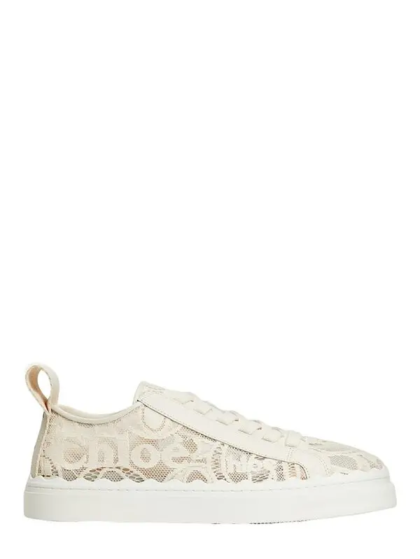 Chloé Lauren Logo Lace Low-top Sneakers - Beige