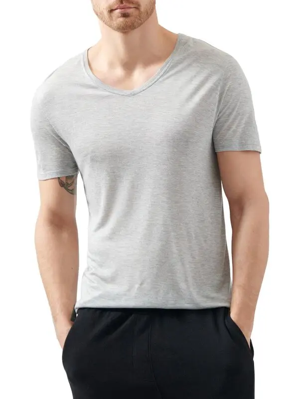 ATM Anthony Thomas Melillo Modal Jersey V-neck T-shirt - Heathered Grey