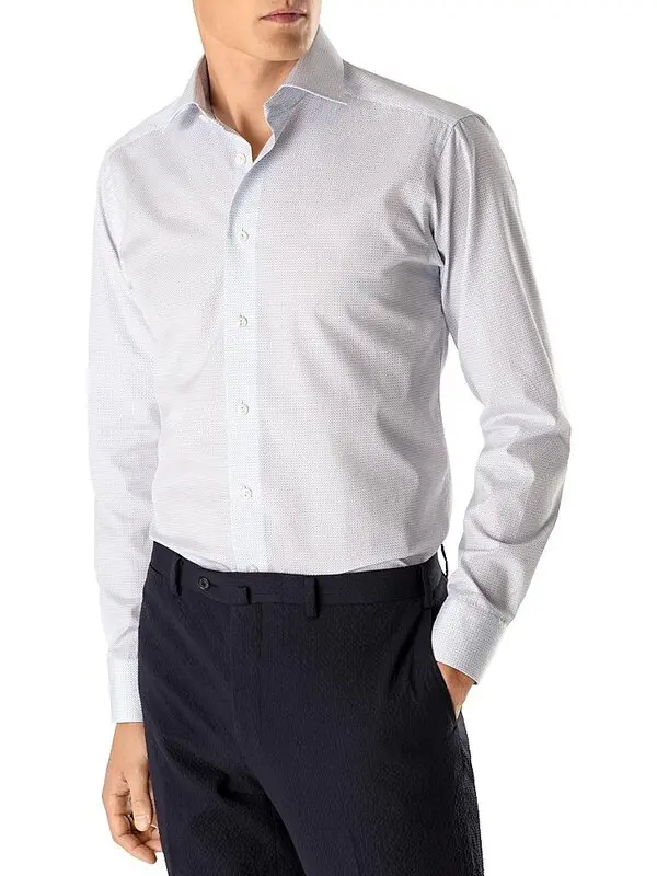Eton Micro Print Contemporary Fit Dress Shirt - Blue