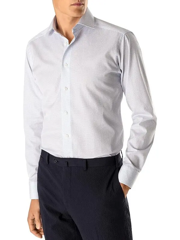 Eton Slim Fit Micro Print Shirt - Blue
