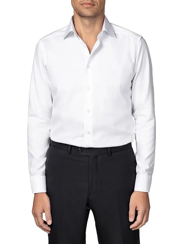 Eton Contemporary Fit Diagonal Weave Shirt - White