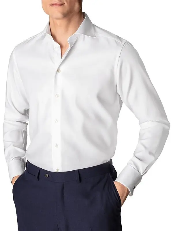 Eton Contemporary Fit Diagonal Weave Dress Shirt - White