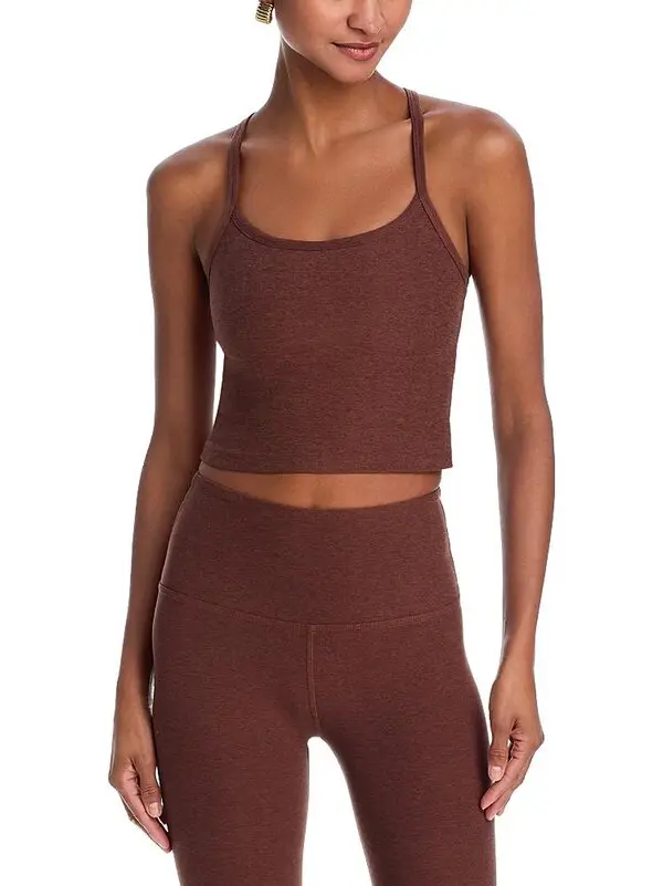 Beyond Yoga Spacedye Slim Racerback Cropped Tank Top - Bold Mocha Heather
