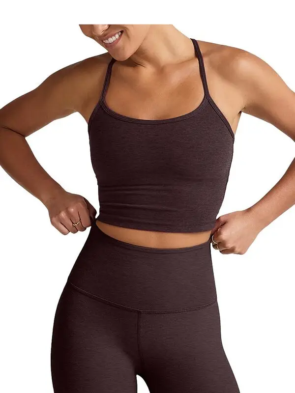Beyond Yoga Spacedye Slim Racerback Cropped Tank Top - Dark Chocolate