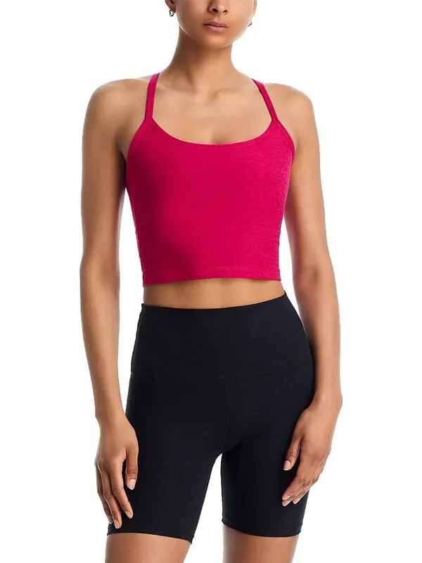 Beyond Yoga Spacedye Slim Racerback Cropped Tank Top - Sangria Heather