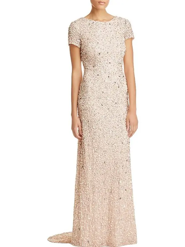 Adrianna Papell Sequined Gown - Blush