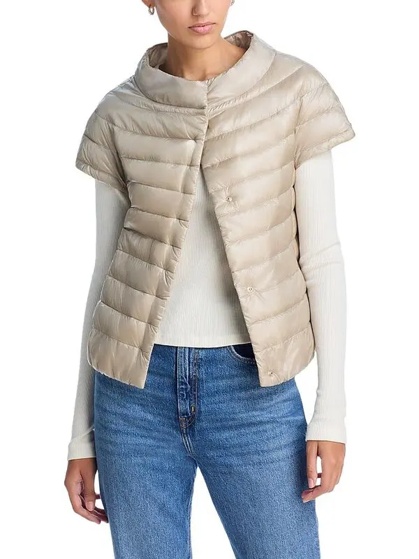 Herno Emelia Cap-sleeve Puffer Jacket - Champagne