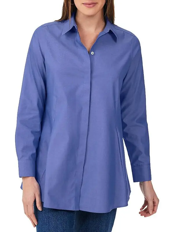Foxcroft Cici Cotton Non-iron Tunic Shirt - Dark Chambray