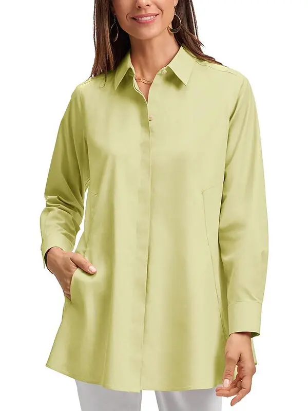 Foxcroft Cici Cotton Non-iron Tunic Shirt - Pistachio