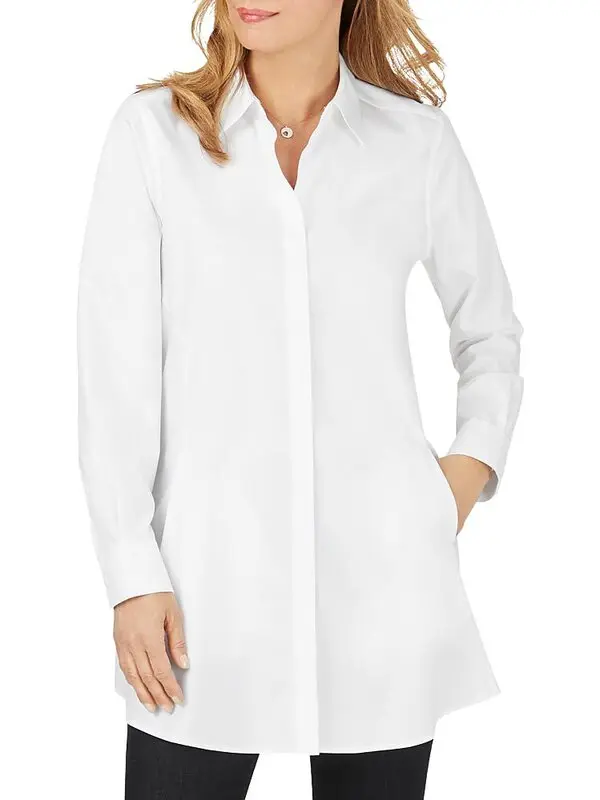 Foxcroft Cici Cotton Non-iron Tunic Shirt - White