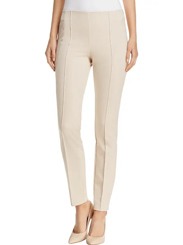 Lafayette 148 New York Acclaimed Stretch Slim Pintuck City Pants - Sand