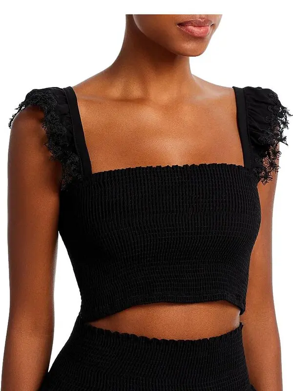 Peixoto Mariel Smocked Top Swim Cover-up - Black